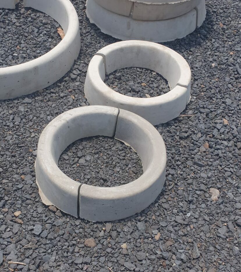 Half Tree Ring Medium - Cement - Pebbles and Pots